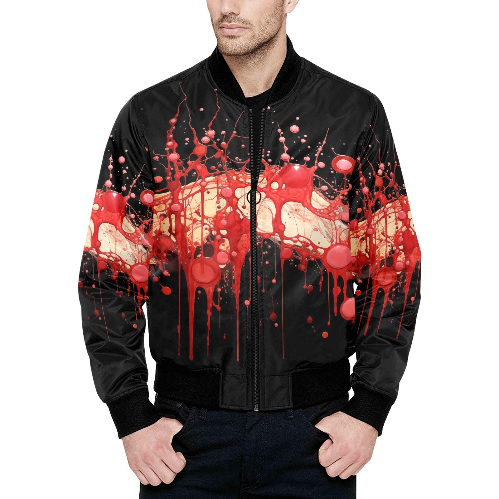 Leaky Guts Sickstem Splatter Quilted Bomber Jacket – TimeElements.shop