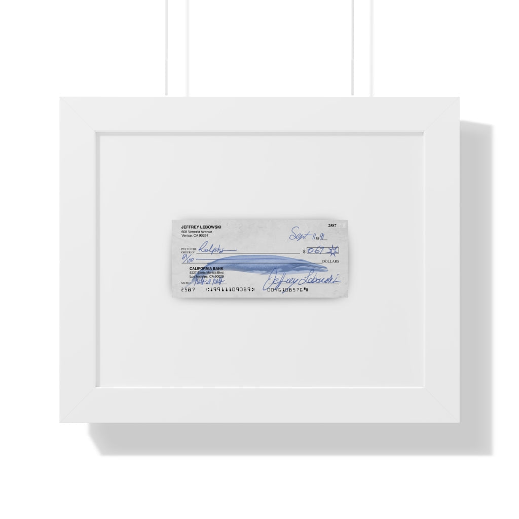The Dude's Postdated Check, life size print | Lebowski Framed Art Prin ...
